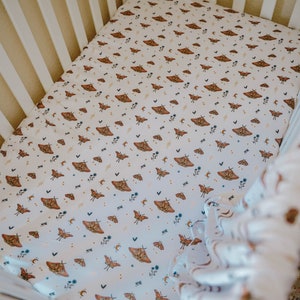 Cosmic Moth Crib Sheet / Boho Floral Crib Sheet / Nursery Bedding ...