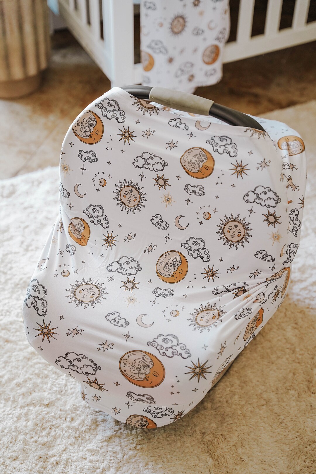 Celestial Dreams Baby Car Seat Cover / Stars / Moon / Sun / Gender ...