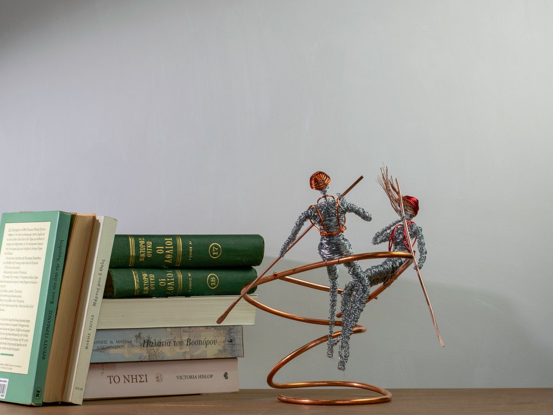 Wire River Rafting Sculpture, Copper Base, Tabletop Art - Etsy