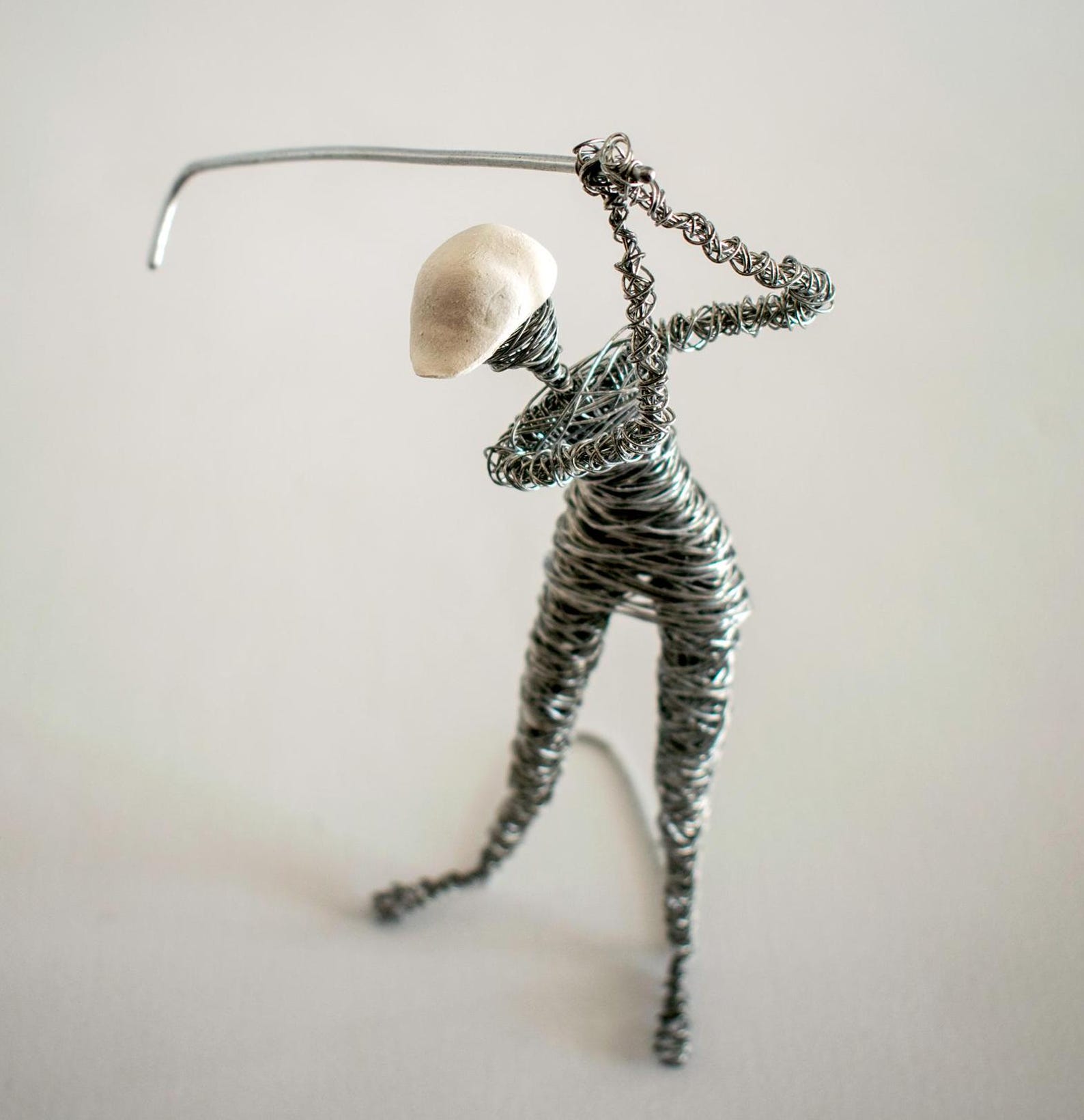 Wire Golf Sculpture: Galvanized Steel Golfer Figurine - Etsy