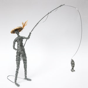 Fisherman Statue, Fishing Man Sculpture, Salmon Fishing With Spoons ...