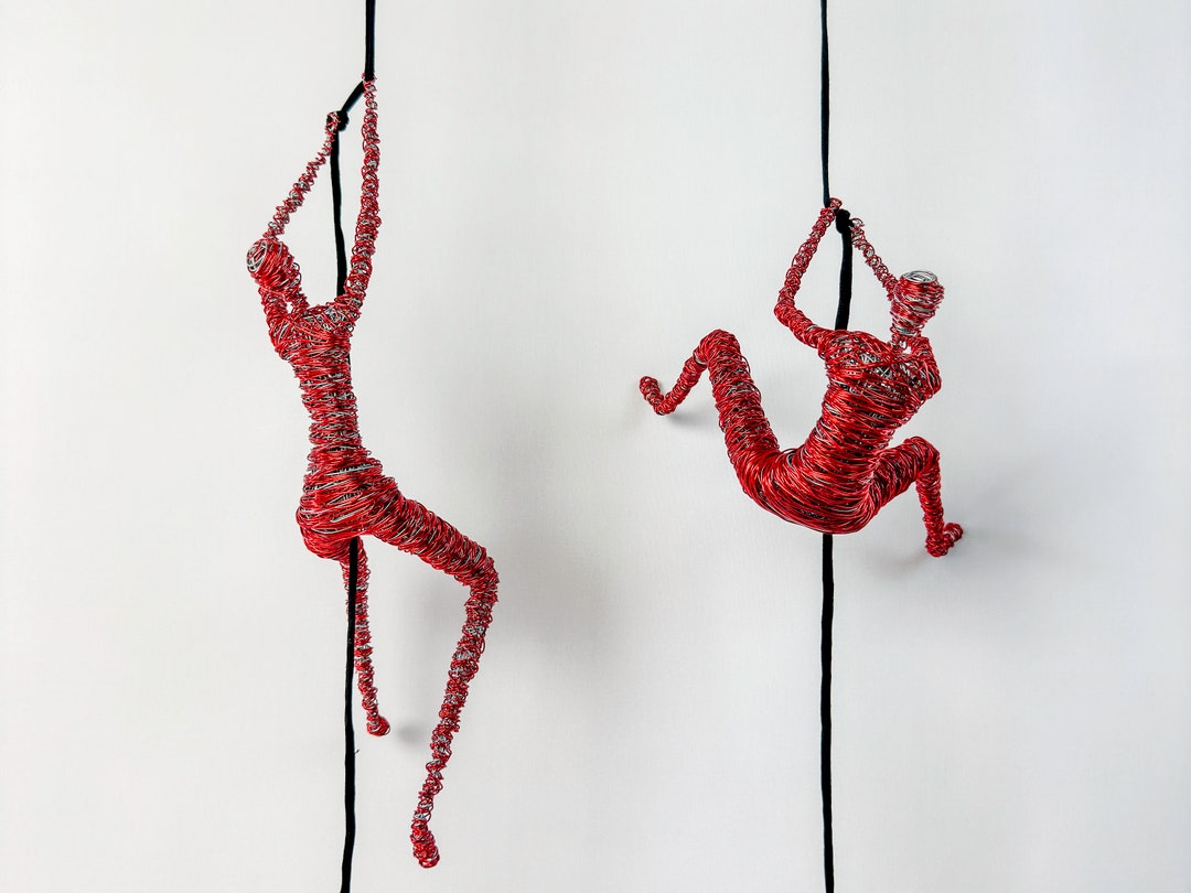 3D Climbing Man Wall Sculpture: Galvanized Wire Art - Etsy