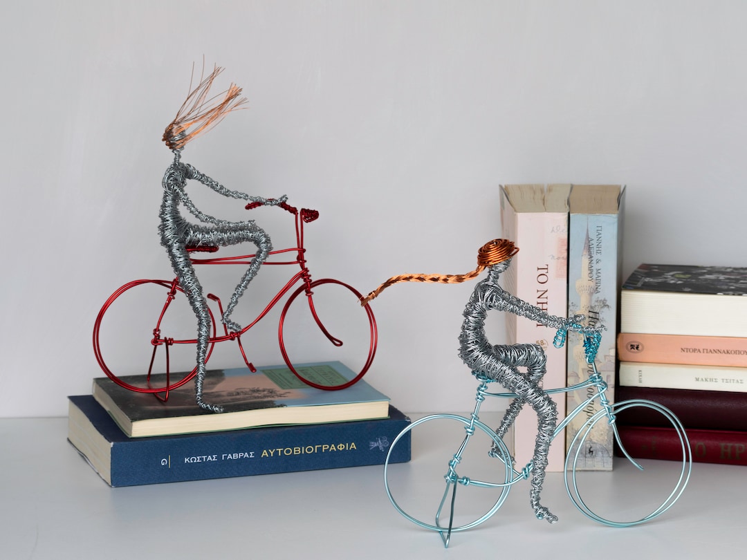 Wire Bicycle Sculpture Set, Modern Cycling Art - Etsy