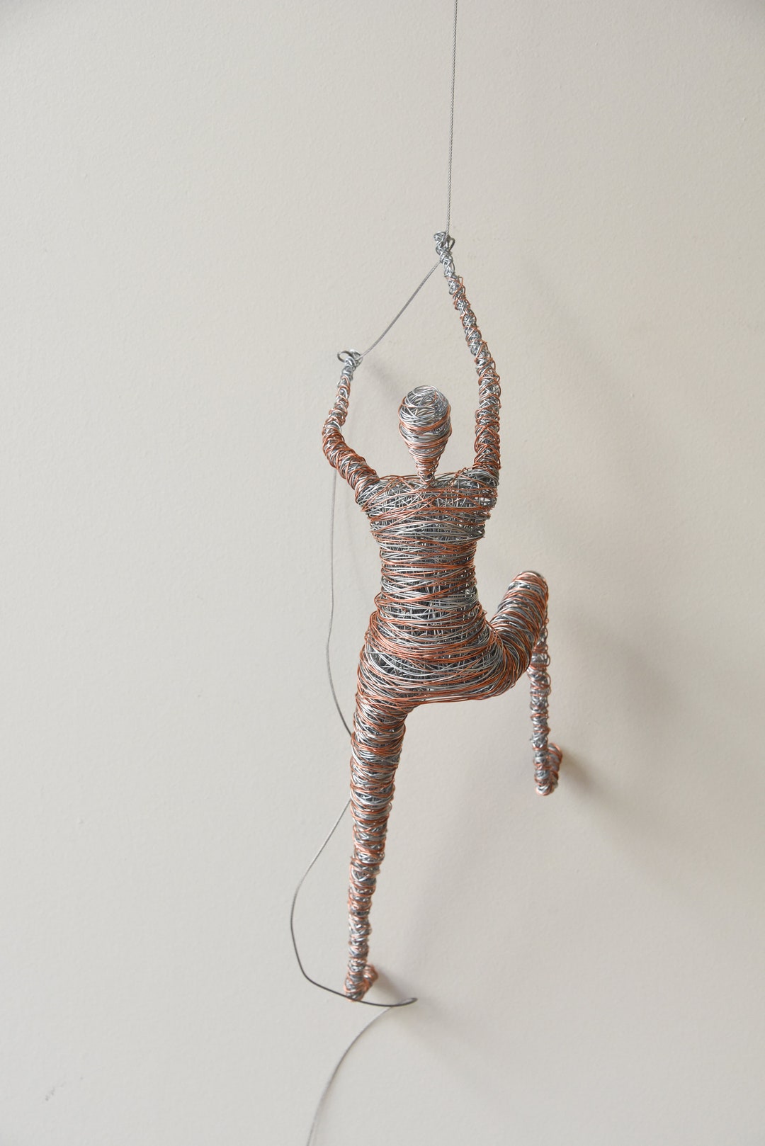 Wall Sculpture, Climbing Sculpture Wire Art, Climbing Man, Gift for ...