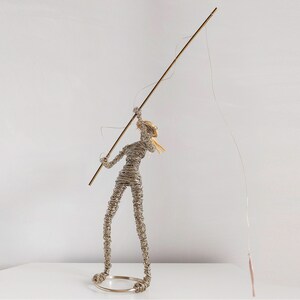 Fisherman Sculpture, Father's Day Gift, Wire Sculpture, Art, Minimalism ...