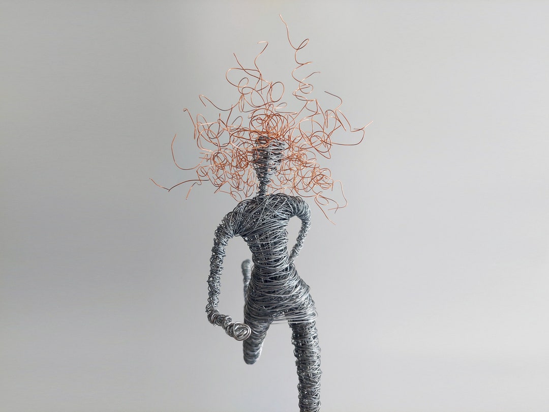Red Hair Runner Metal Sculpture, Runner Wire Sculpture, Sports Gift ...