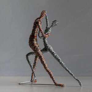 Tango Dancers Wire Sculpture: Modern Copper & Galvanized Steel Art - Etsy