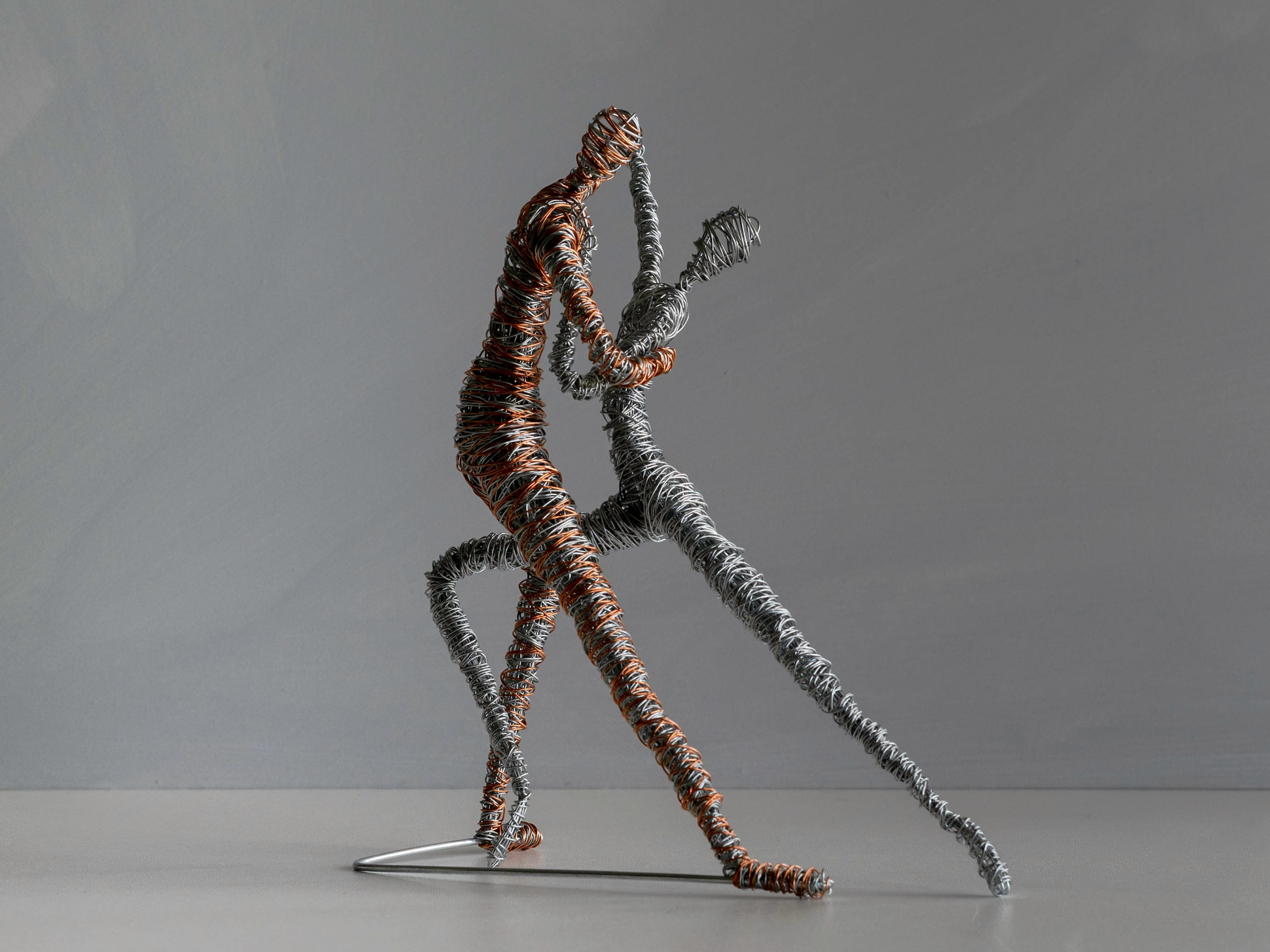 Tango Dancers Wire Sculpture: Modern Copper & Galvanized Steel Art - Etsy