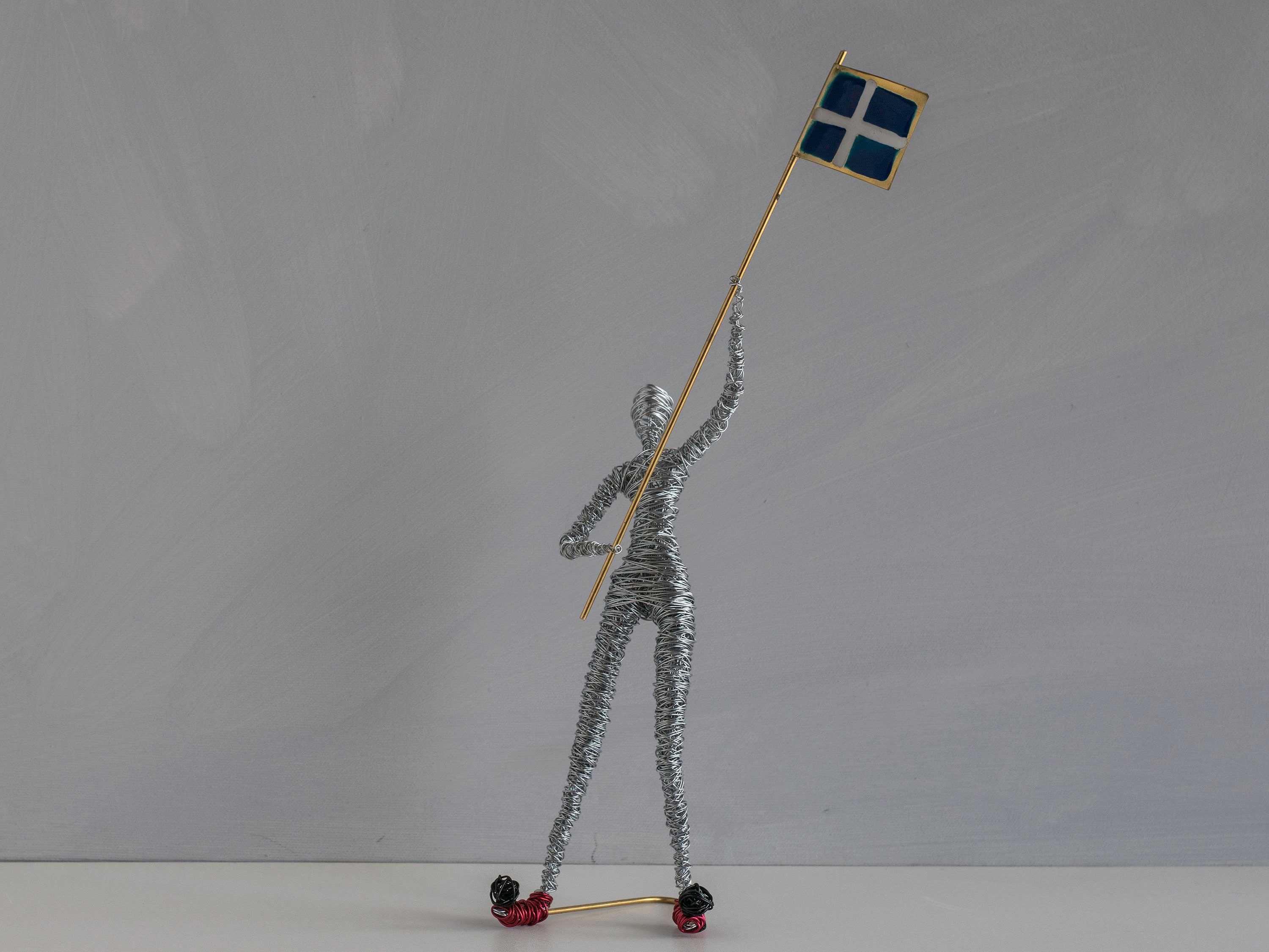 Wire Man Sculpture With Greek Flag, Handmade Metal Art - Etsy
