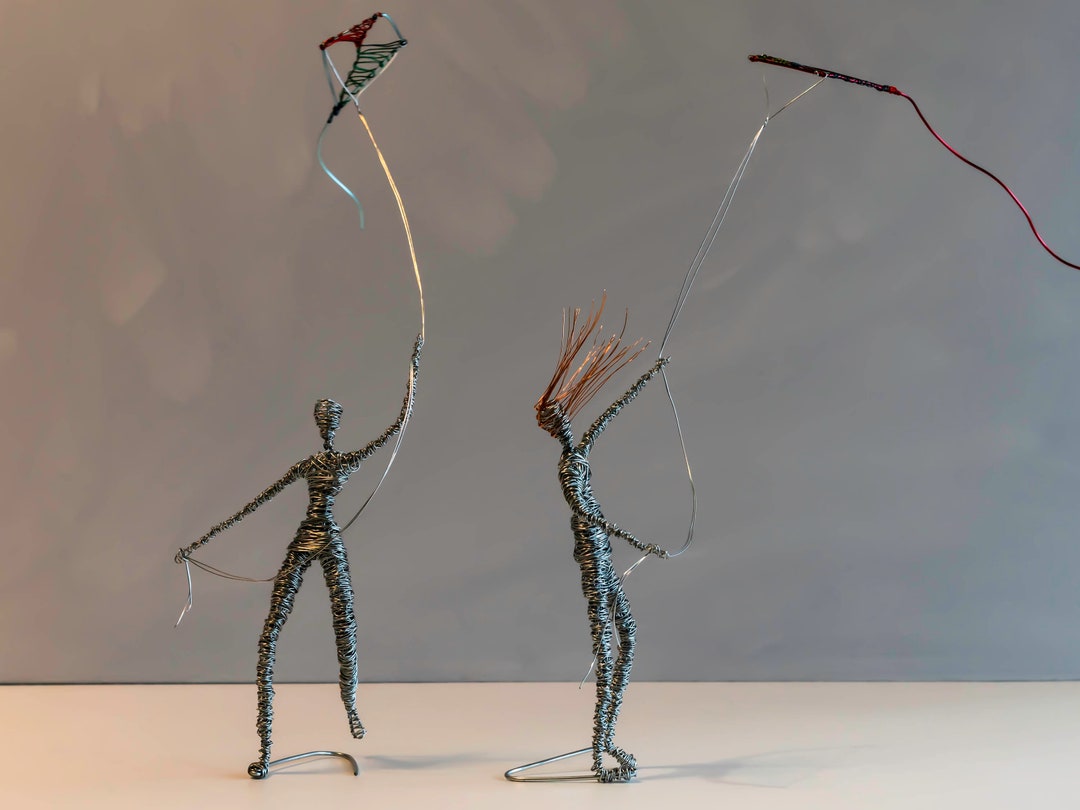 Set of Two Kite Flying Wire Sculptures, Colorful Kite a Nice Gift for ...