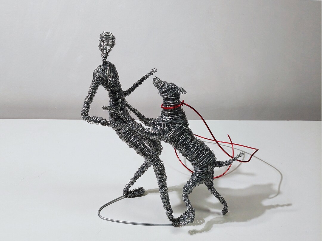 Wire Sculpture of German Shepherd, Man and Dog Wire Art, Office Decor ...