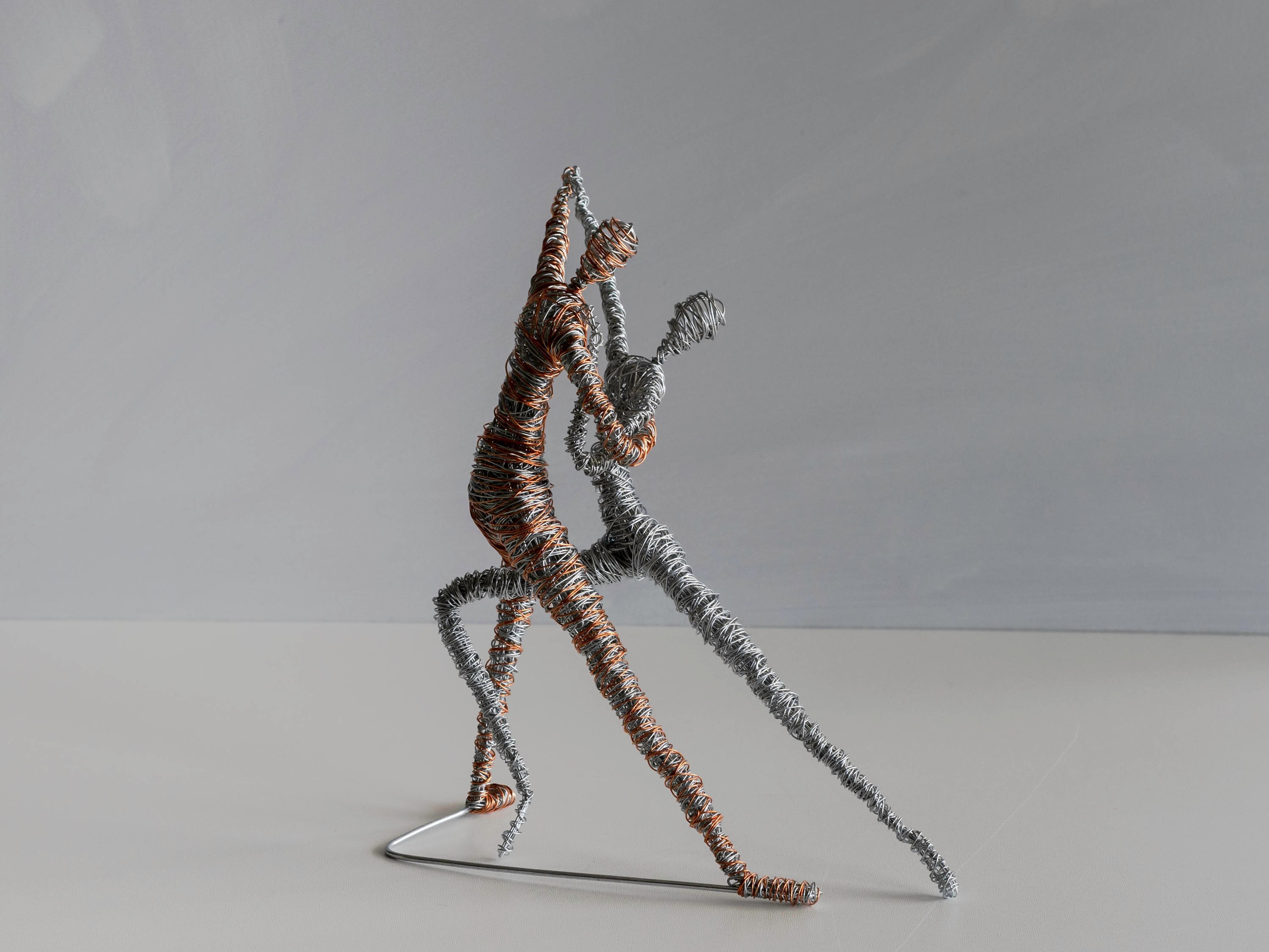 Tango Dancers Wire Sculpture: Modern Copper & Galvanized Steel Art - Etsy