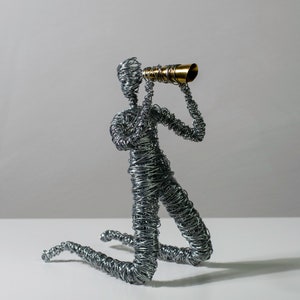 Man With the Binocular Wire Figure, Personalized Wire Sculpture ...