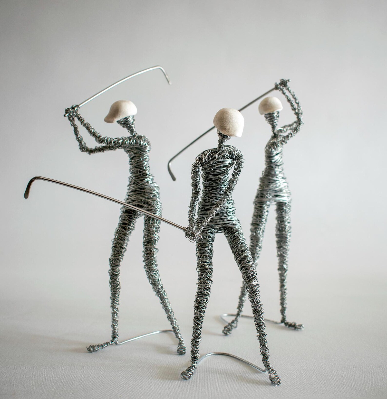 Wire Golf Sculpture: Galvanized Steel Golfer Figurine - Etsy
