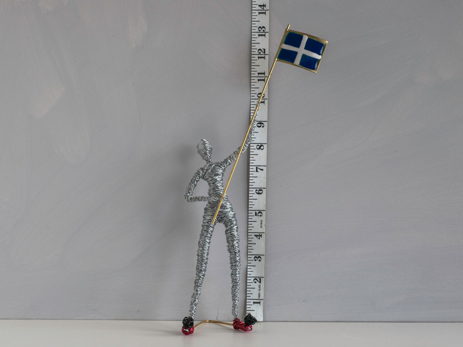 Wire Man Sculpture With Greek Flag, Handmade Metal Art - Etsy