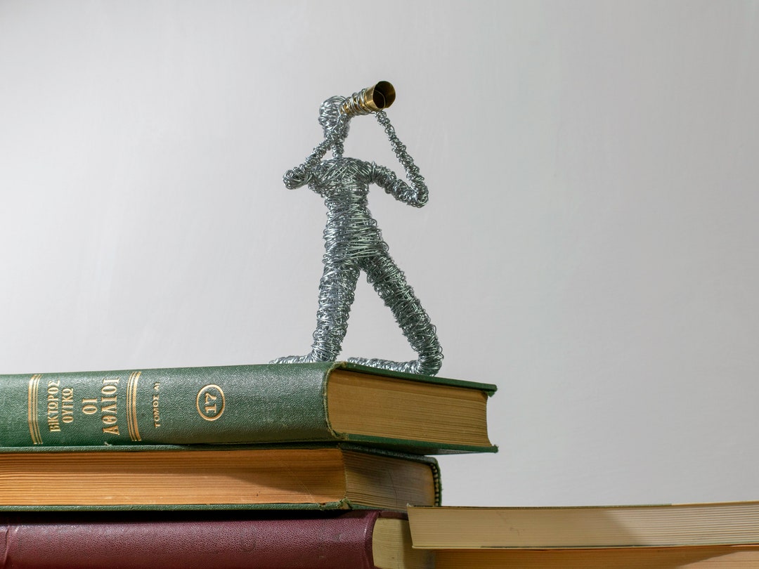 Man With the Binocular Wire Figure, Personalized Wire Sculpture ...