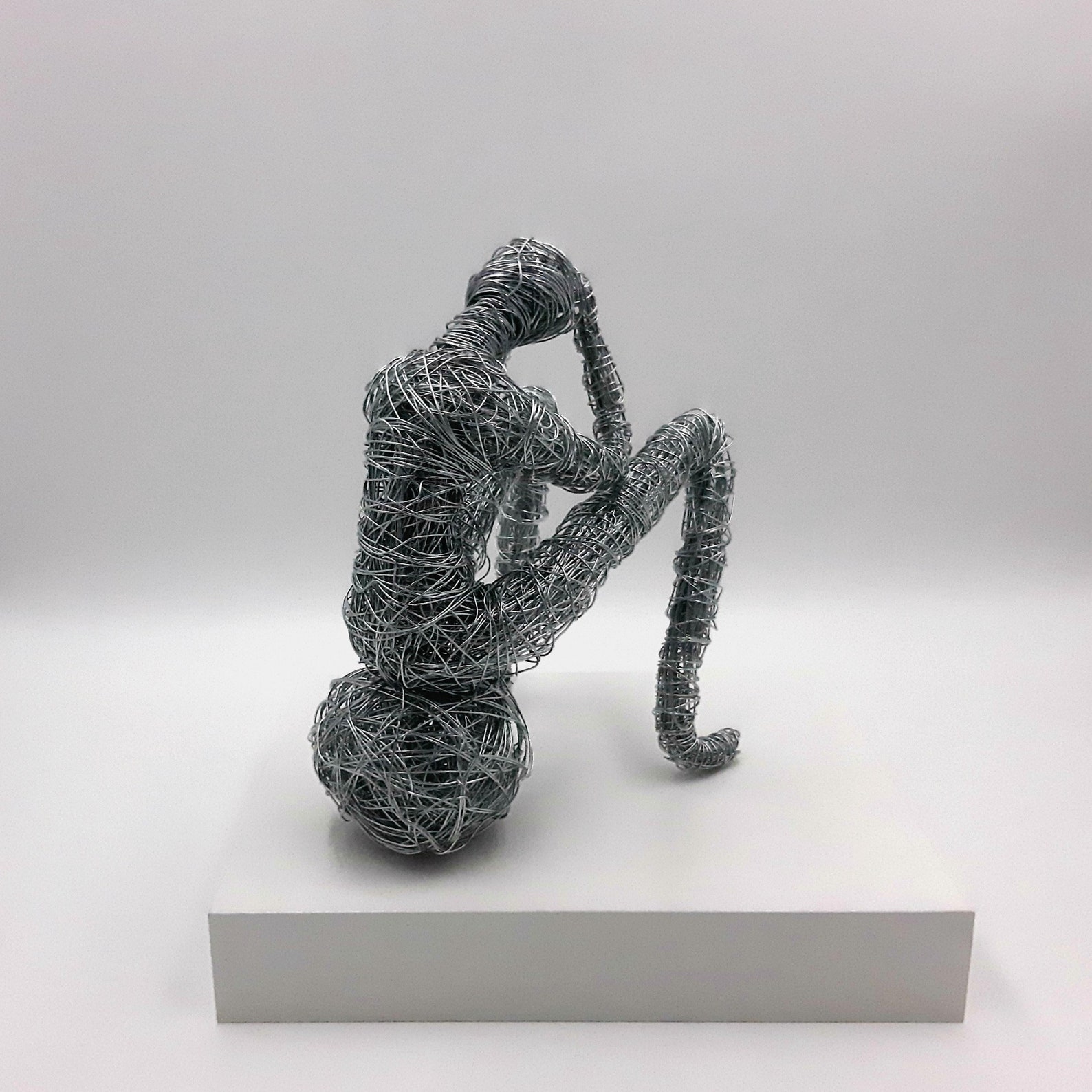 Living room decorating idea Thinking Man Wire Sculpture | Etsy