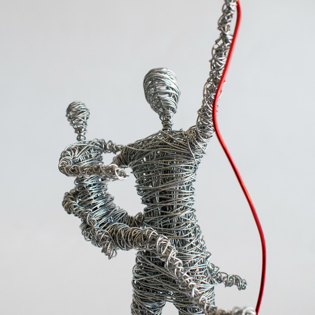Handmade Wire Mother and Baby Sculpture – Minimalist Art With Red Heart ...