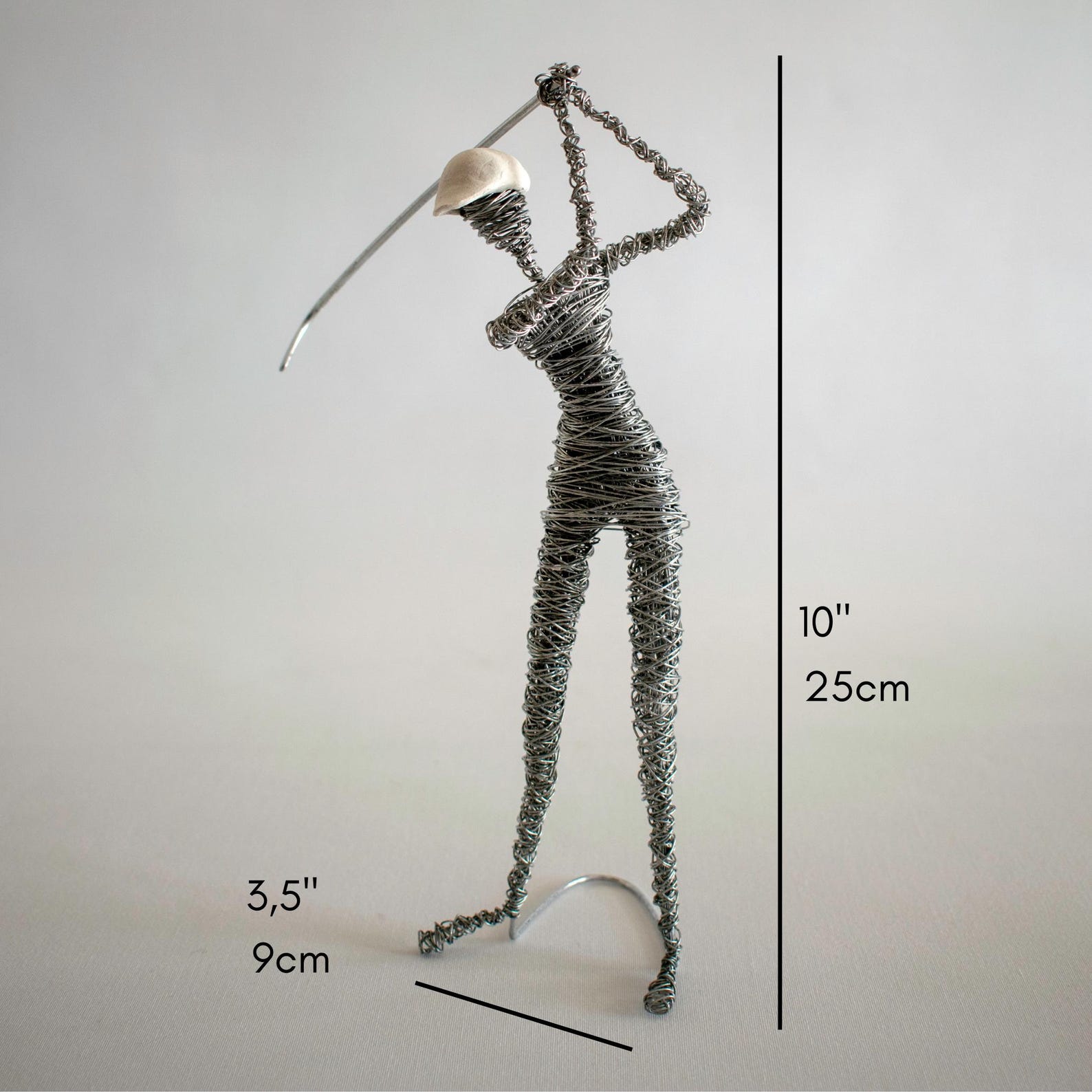 Wire Golf Sculpture: Galvanized Steel Golfer Figurine - Etsy