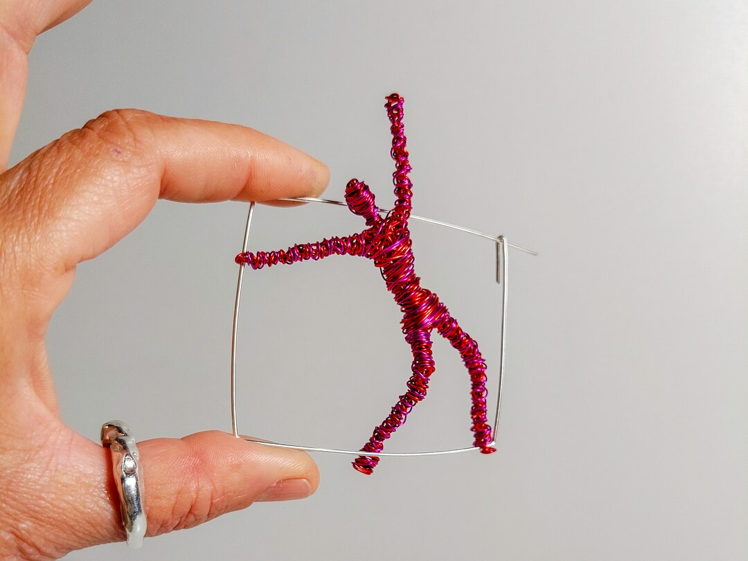 Acrobat Jewelry, Wire Handmade Art Brooch, Contemporary Sterling Silver ...