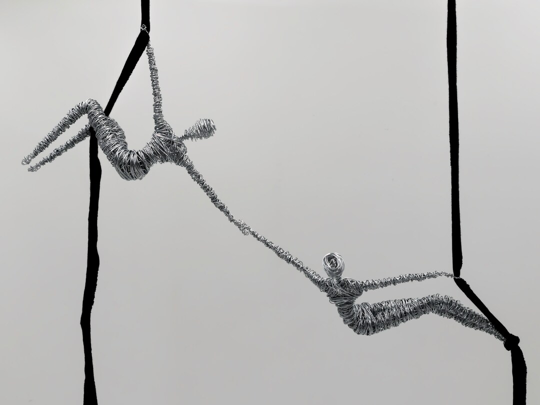 Female Gymnast Acrobat, Wire Sculpture Figurine Vintage Style Wall ...