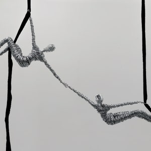 Women Figure Wire Sculptures, Set of 2 Climbing Wire Art Sculptures ...