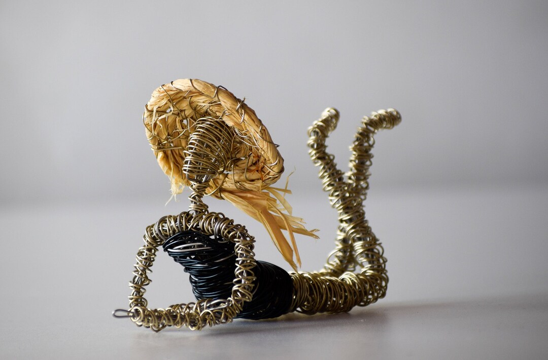 Wire Woman Sculpture, Bathing Suit, Jute Hat, Table Top Art - Etsy