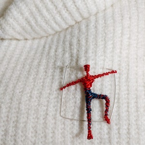Circus Acrobat, Wire Brooch, Contemporary Handmade Sterling Silver ...