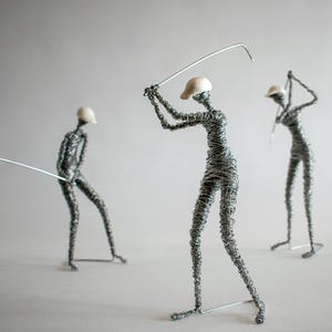 Wire Golf Sculpture: Galvanized Steel Golfer Figurine - Etsy
