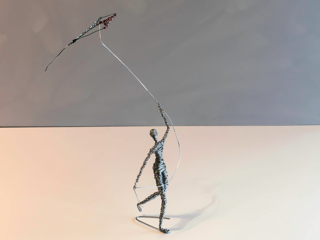 Kite Flying Wire Sculpture, Father and Son With a Kite, Unique Gift for ...