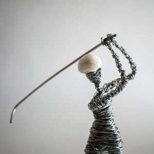Wire Golf Sculpture: Galvanized Steel Golfer Figurine - Etsy