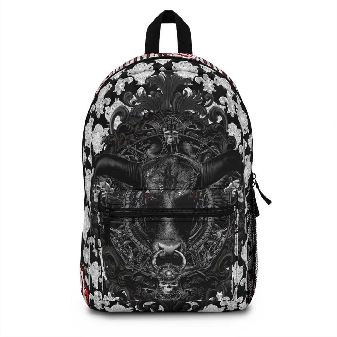 Gothic Bull, Backpack, Black Skull Design Bag, Stylish School Backpack ...