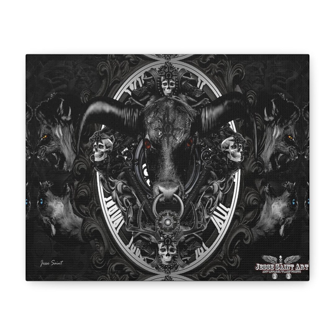 Print - Art by Jesse Saint, Gothic Bull Wall Art Canvas Print, Dark ...
