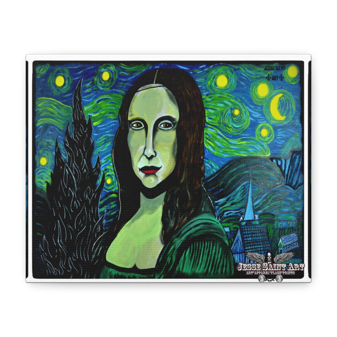 Print - Art by Jesse Saint Mona Lisa on a Starry Night, Wall Decor ...