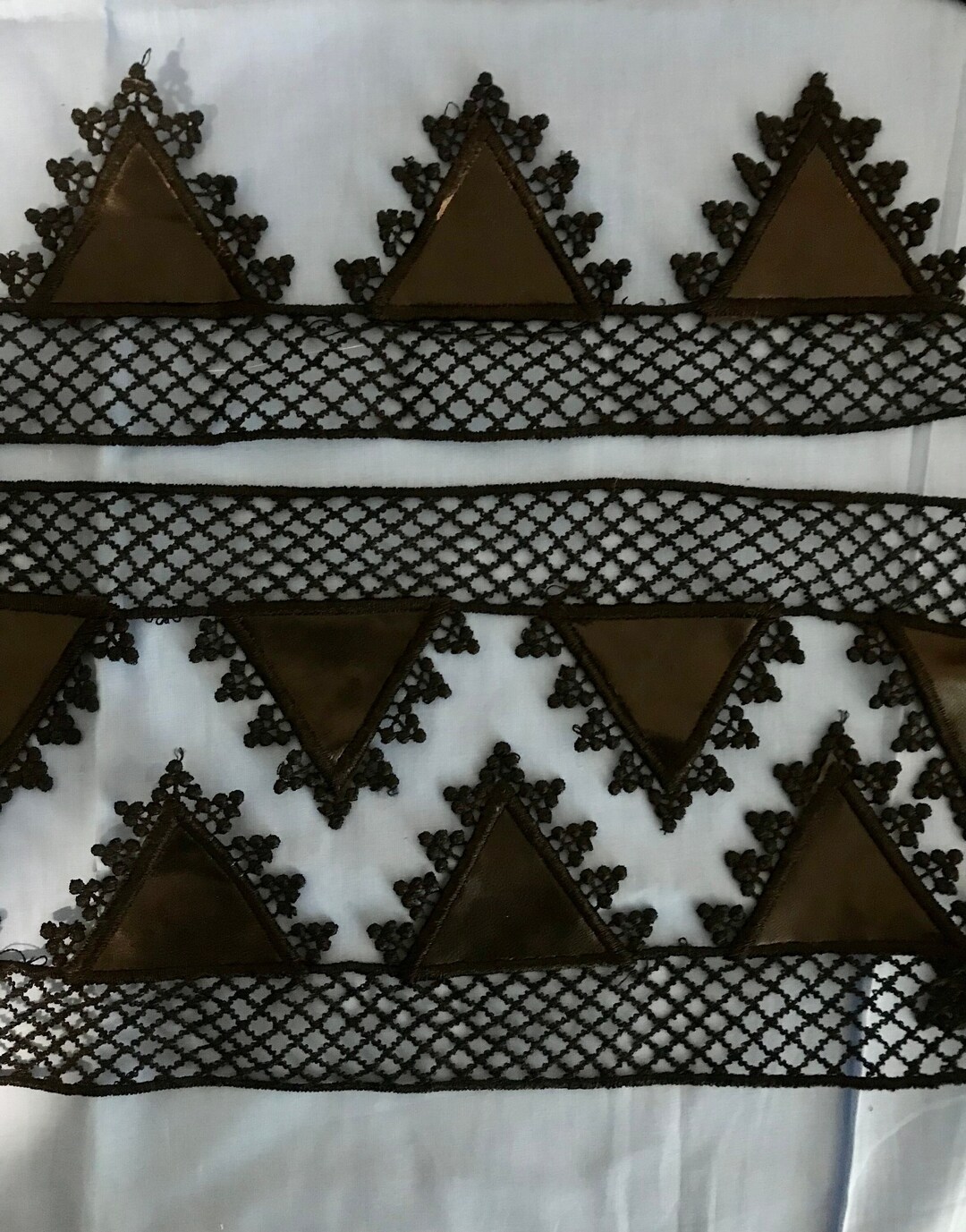 BLACK LACE Trim With PLEATHER Triangle Pattern per Metre Whimsigoth - Etsy