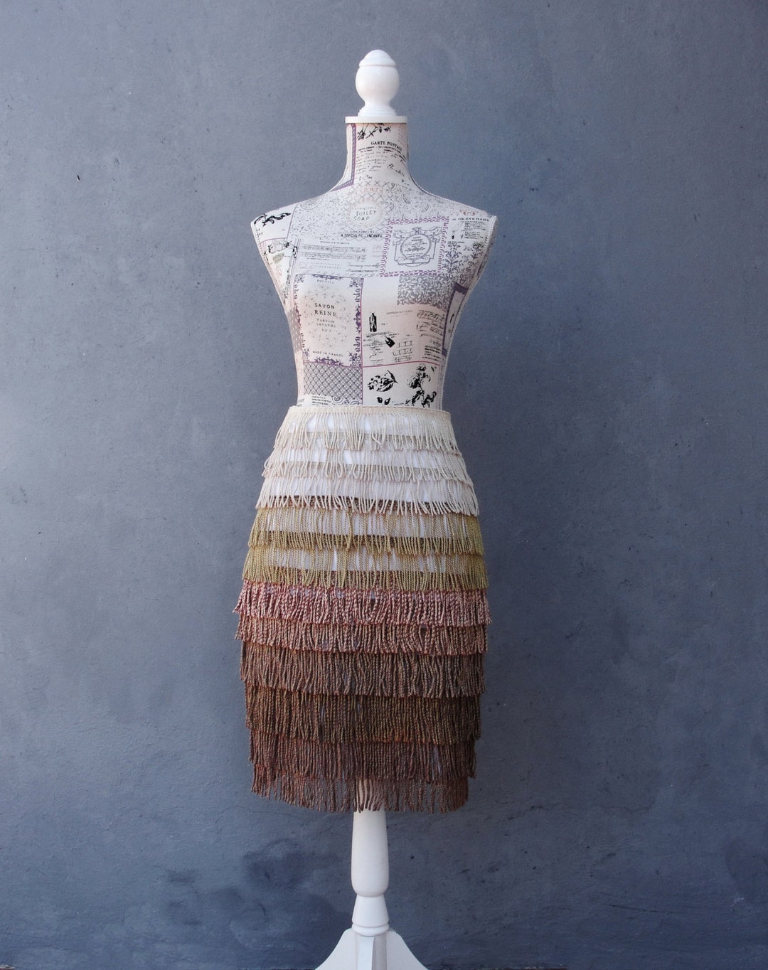 Ombre Fringe Skirt Tango Skirt Vintage Tassels Tango Dance US Size 6 EU ...