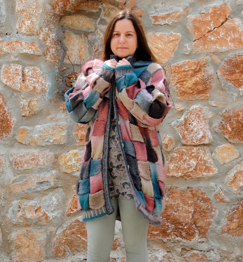 Hand Knitted Woven Jacket Ombre Basket Jacket Winter - Etsy