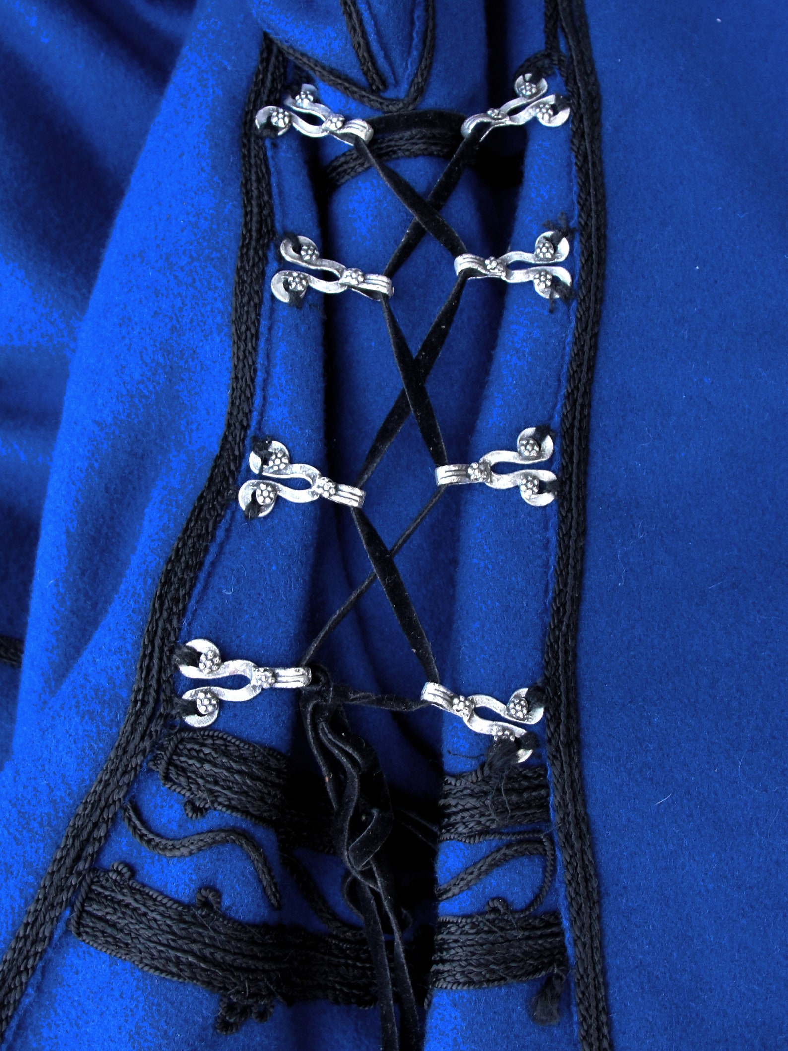 Cobalt Blue Wool Vintage Coat Jacket Embellished With Embroidery Size ...