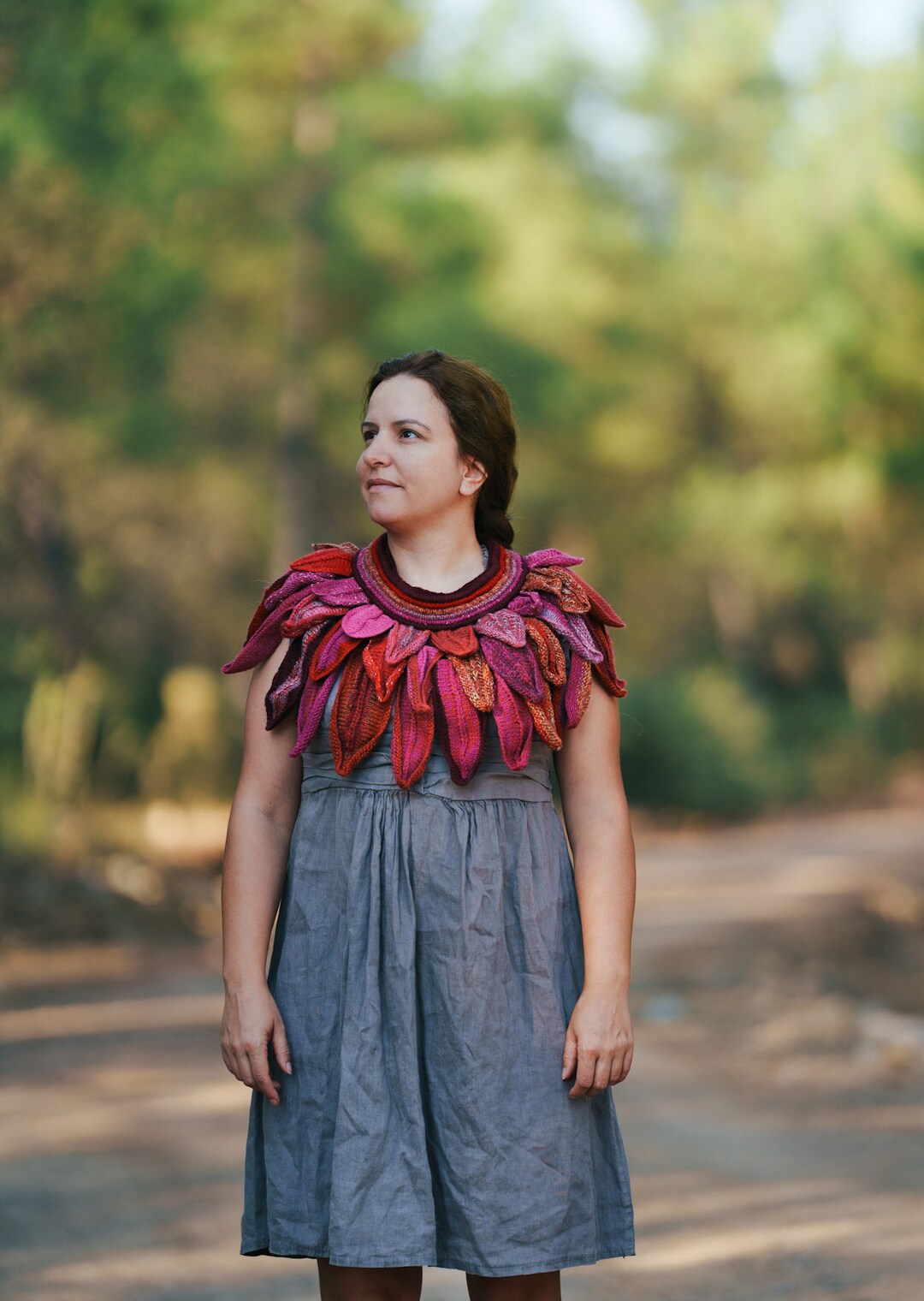 Knitted Wing Cowl: Vegan Acrylic Feather Scarf, Red & Pink - Etsy