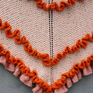 Powder Pink and Terracotta Scarf Soft Mohair and Cashmere Hand Knitted ...
