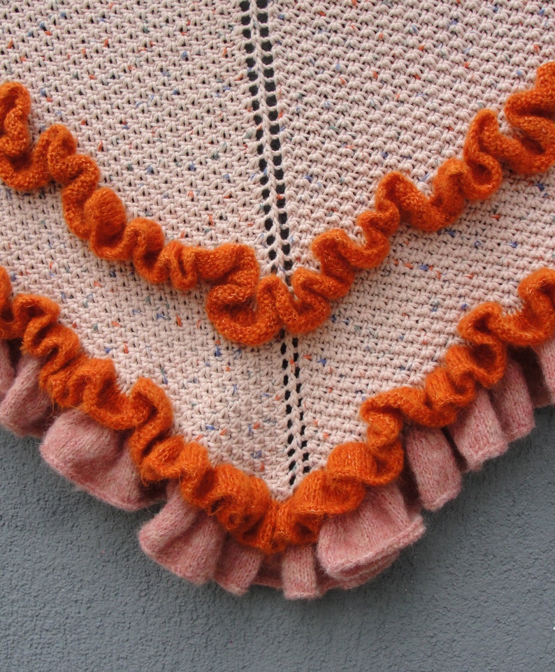 Powder Pink and Terracotta Scarf Soft Mohair and Cashmere Hand Knitted ...