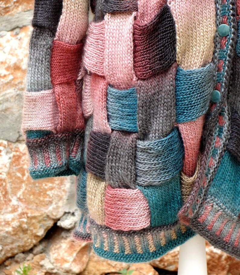 Hand Knitted Woven Jacket Ombre Basket Jacket Winter - Etsy