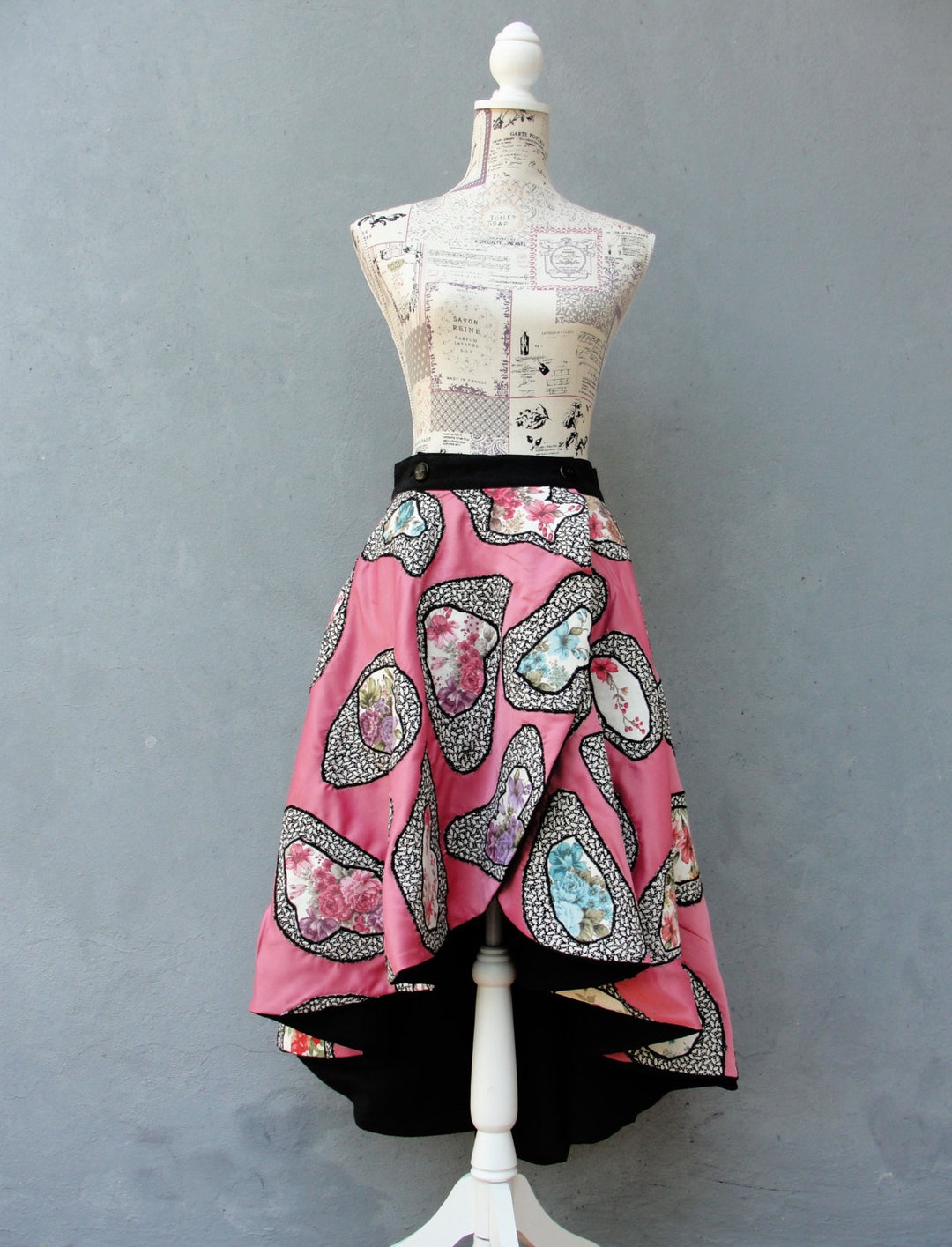 Pink Satin Cascade Skirt: High Low Hem, Size Small - Etsy