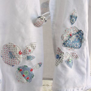 White Linen Jacket Embellished With Patchwork Applique - Etsy