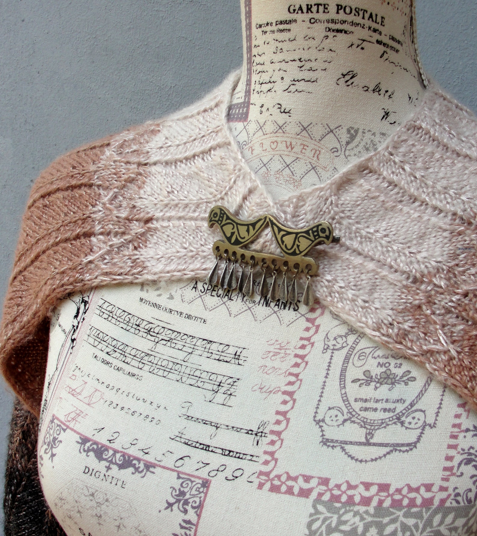 Knitted Bird Wing Scarf: Ombre Feather Wrap With Vintage Pin - Etsy