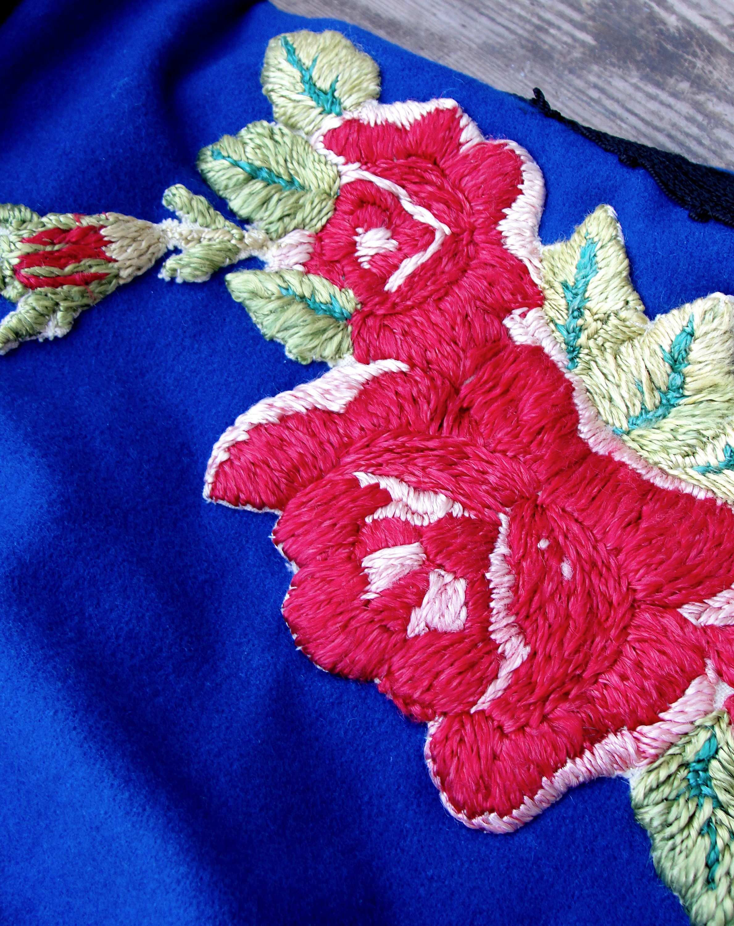 Cobalt Blue Wool Vintage Coat Jacket Embellished With Embroidery Size ...