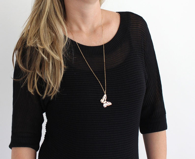 Gold Butterfly Necklace Dainty Necklace Gold Filled | Etsy