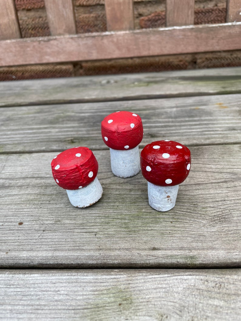 Toadstool Decorations. Mushroom Ornament. Hand Painted Champagne Corks ...
