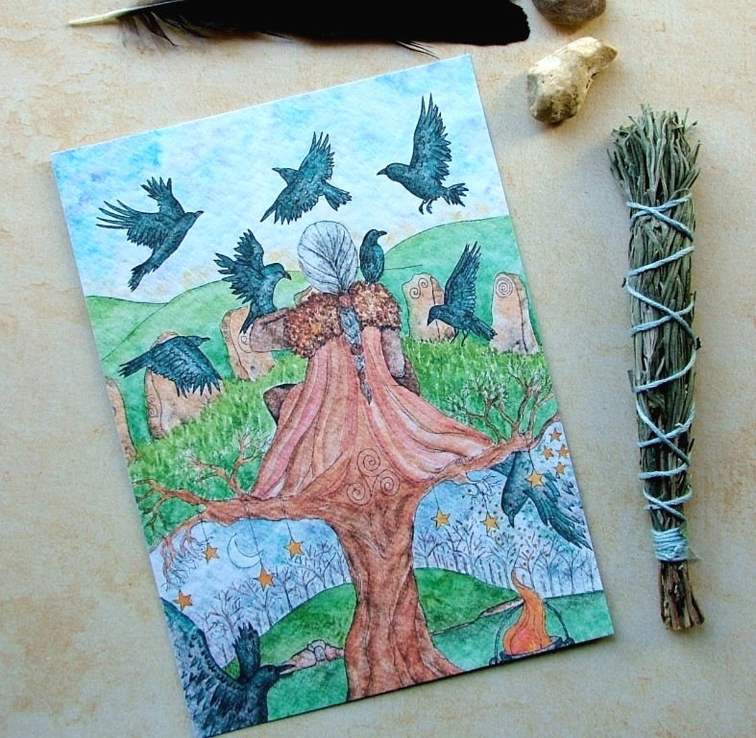 She Speaks to the Crows, Wise Woman Art Print, Crone Art - Etsy
