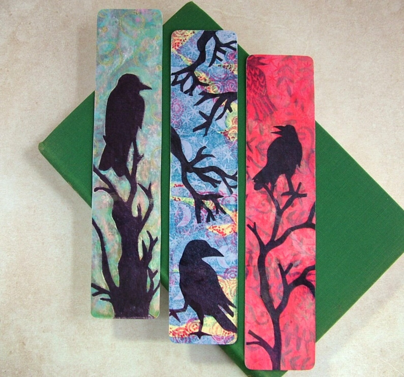 Raven Silhouette Bookmarks Corvid Bookmark 3 Crow Bookmarks | Etsy